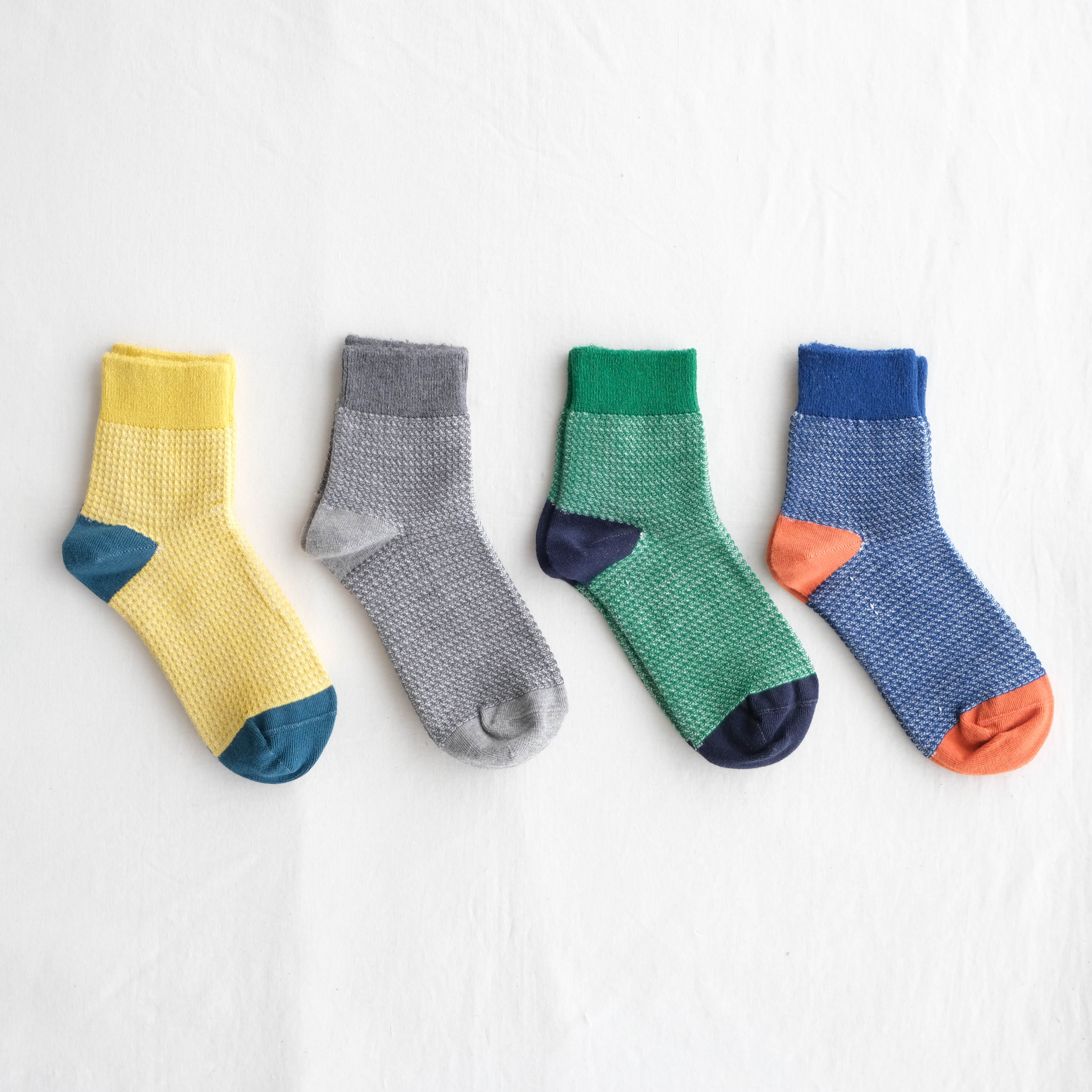 4-2003｜Organic Cotton Waffle Pattern Ankle Socks